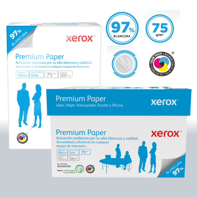 Papel Bond Xerox Premium Carta 75 g/m² 97% de Blancura Caja con 10 ...